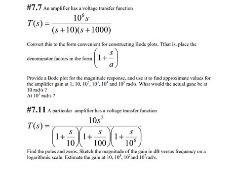 Solved 77 An Amplifier Has A Voltage Transfer Function S