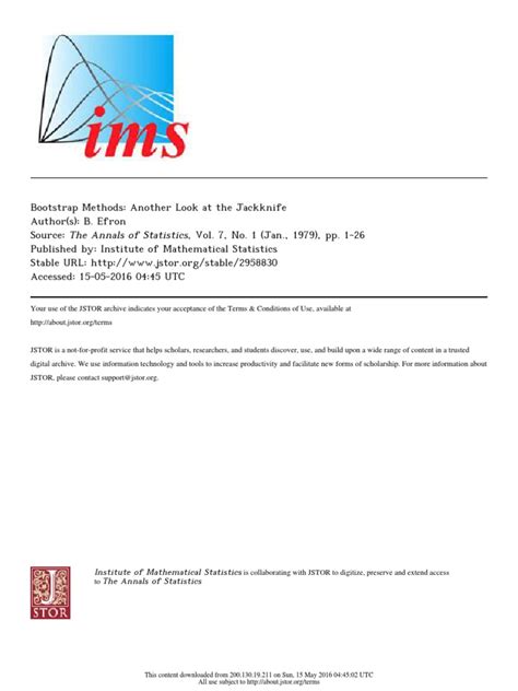 Bootstrap Methods Another Look At The Jackknife Pdf Resampling Statistics Bootstrapping
