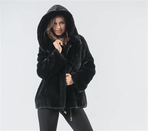 Hooded Mink Fur Jacket 100 Real Fur Haute Acorn