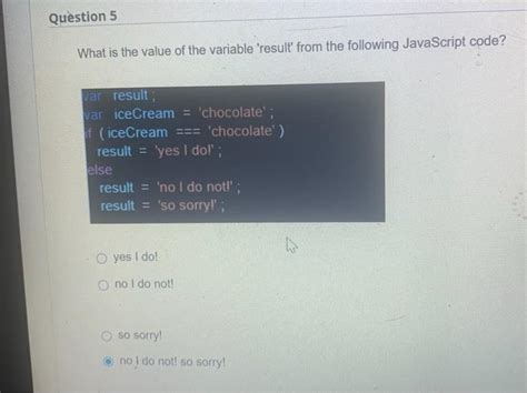 solved question 5 what is the value of the variable result