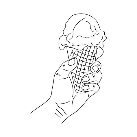 Premium Vector Line Drawing Of Hand Holding Ice Cream Cone Vector