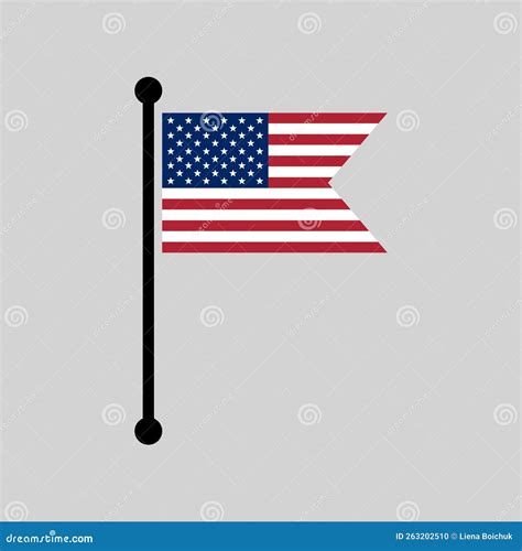 Usa Flagpole Us Flag Map Pointer Layout Vector Illustration Stock