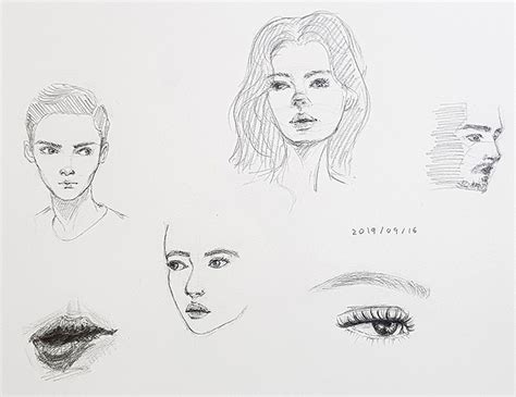 얼굴 포즈 연필드로잉