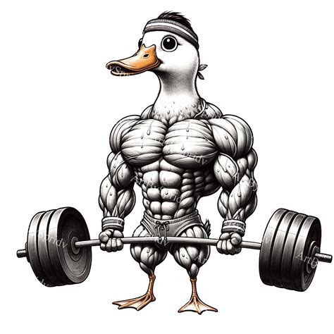 Muscular Duck Cartoon
