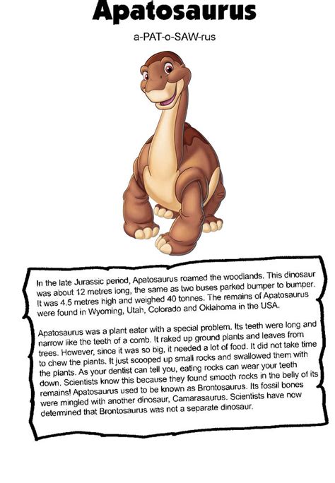 Lbt Fun Fact Sheet Apatosaurus By Johnnysaurus93 On Deviantart