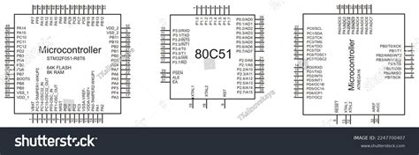 Conditional Graphic Designations Microcontroller Chips Icons Stock