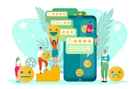 감정 피드백과 스마트 폰 개념 벡터 일러스트에서 온라인으로 아이콘을 좋아하는 사람들 평면 메시지 기술과 인터넷 채팅 1위에 대한 스톡 벡터 아트 및 기타 이미지 Istock