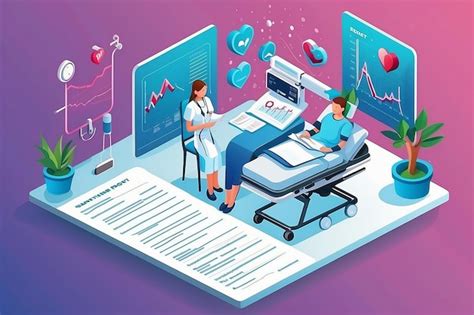 Isometric Patient Medical Report With Heartbeat Premium Ai Generated