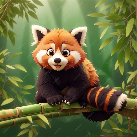 Premium Photo Cute Red Panda Eating Bamboo Leaves Vector Icon
