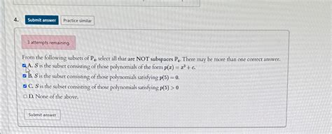 Solved From The Following Subsets Of P Select All That Chegg