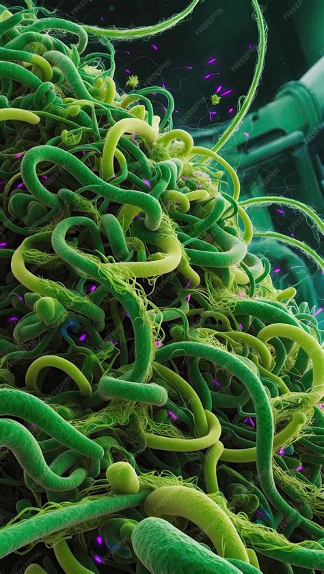 Vibrant Microbiological Illustration In Digital Media Depicting A Lush