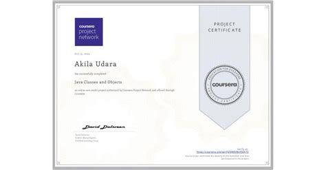 Akila Udara On Linkedin Completion Certificate For Java Classes And Objects