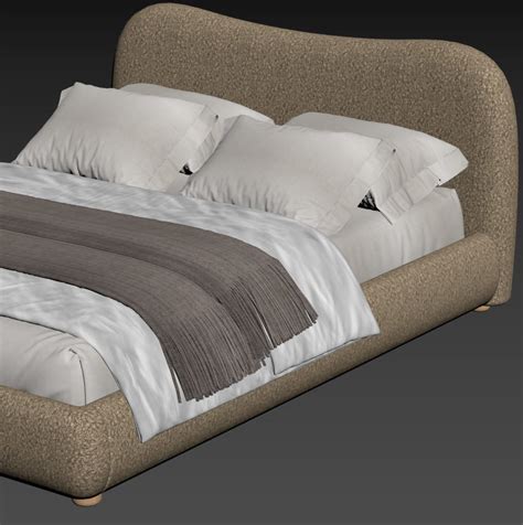 Cb2 Diana Camel Brown Boucle King Bed 3d Model Cgtrader