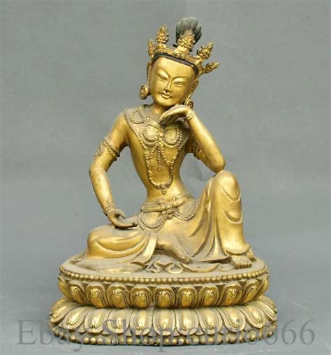 8 OLD TIBET Mahayana Buddhism Copper 24K Gold Gilt Green Tara Goddess