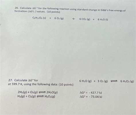 Solved Calculate ΔG for the following reaction using Chegg