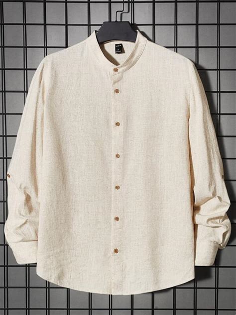 Manfinity Homme Men Solid Button Front Shirt Shein Usa