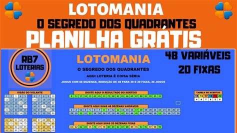 PLANILHA LOTOMANIA GRÁTIS 48 DEZENAS VARIÁVEIS E 20 FIXAS YouTube