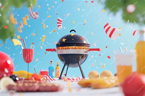 Clean Vector Art Of A Labor Day Barbecue Scene Wit Premium Ai