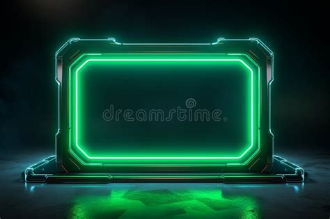 Square Rectangle Frame With Futuristic Glowing Neon Light Effect Dark