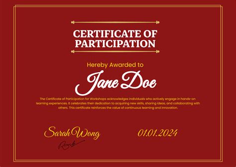 Certificate Of Participation Templates Sertifier