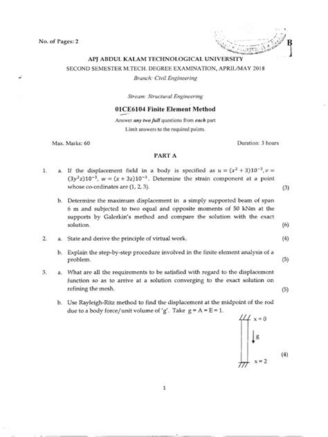 S2 M Tech Se Finite Element Method April May 2018 Pdf Pdf