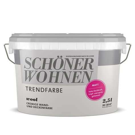 Schöner Wohnen Farbe Trend Wandfarbe Wool matt 2 5 L 407354
