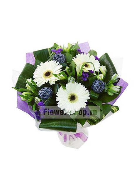 Букет из гербер и альстромерий «Белый океан» - Flower-shop.ru | Arranjos