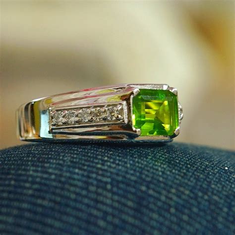 Natural Peridot Silver Ring Peridot Men S Ring 925 Etsy