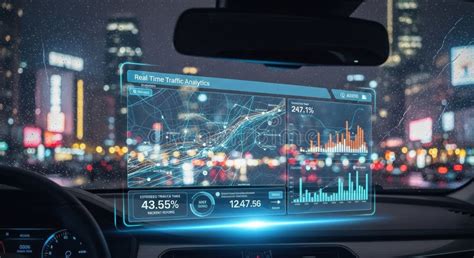 Smart Car Dashboard With Traffic Analytics Stock Illustration
