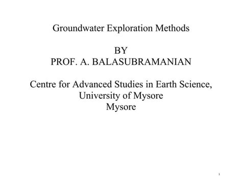 Groundwater Exploration Methods Pdf