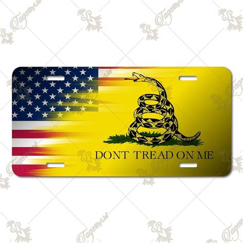 Dont Tread On Me American Flag License Plate With Optional Matching