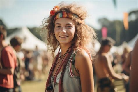 Premium Ai Image A Girl At The Festival Premium Ai Image A Girl At The Festival