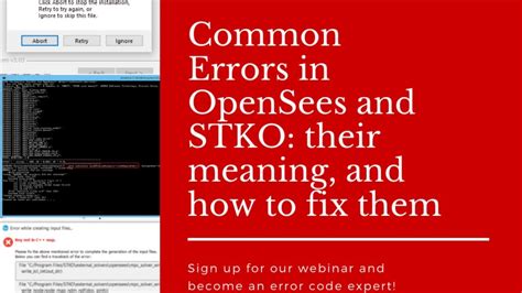 common errors in opensees and stko their meaning and how to fix them