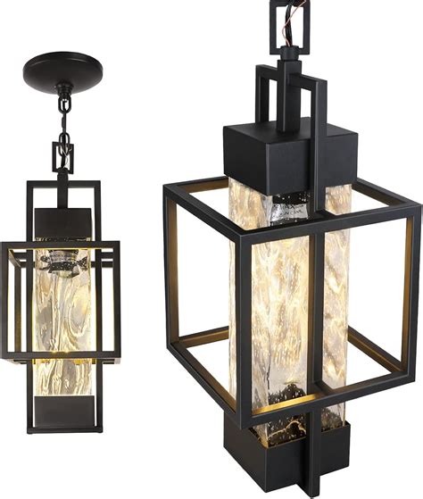 Outdoor Indoor Pendant Light Exterior Hanging Lantern Modern Black