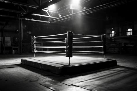 Premium Photo Black And White Empty Boxing Ring