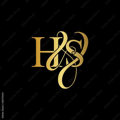 Initial Letter H And S Hs Luxury Art Vector Mark Logo Gold Color On