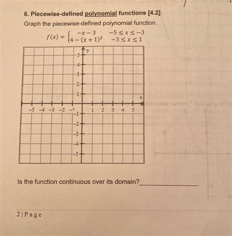 Solved 6 Piecewise Defined Polynomial Functions [4 2] Graph