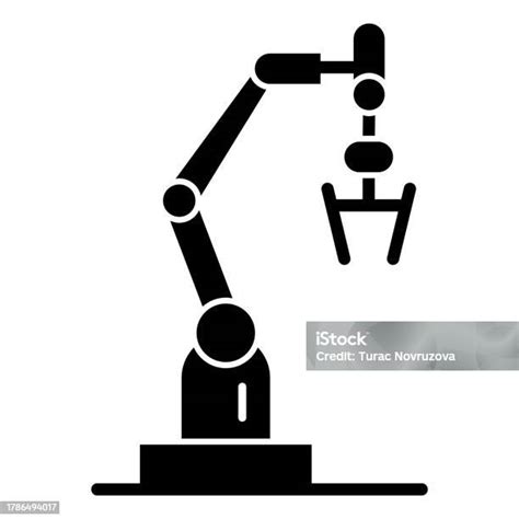 로봇 기계 솔리드 아이콘 로봇 화 개념 흰색 배경에 로봇 손 조작자 기호 산업용 기계 로봇 팔 아이콘 스타일 및 웹 벡터 그래픽 개념에 대한 스톡 벡터 아트 및 기타 이미지