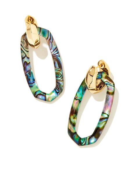 Danielle Gold Link Earrings In Abalone Shell Kendra Scott