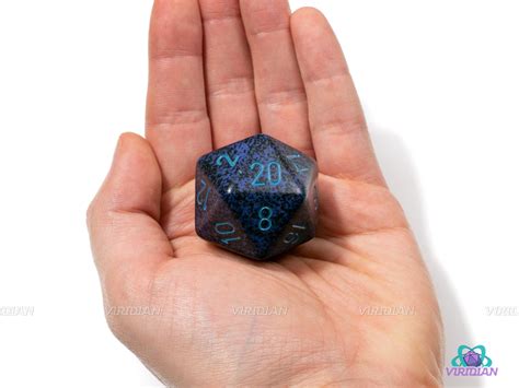 Speckled Cobalt 34mm Large Acrylic D20 Die 1 Chessex Viridian Dice