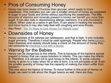Honey Vs Sugar Which One Is Honey Healthier Ppt