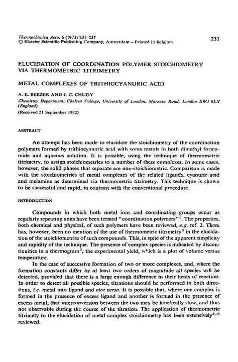Pdf Elucidation Of Coordination Polymer Stoichiometry Via