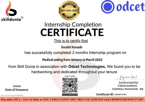 Medicalcoding Internship Skilldevelopment Odecttechnologies