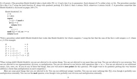 Solved Points The Procedure HASH SEARCH Takes A Chegg