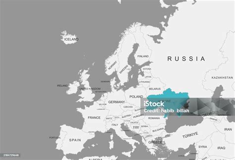 A Detailed Map Of Europe With Ukraine Highlighted Showcasing Its