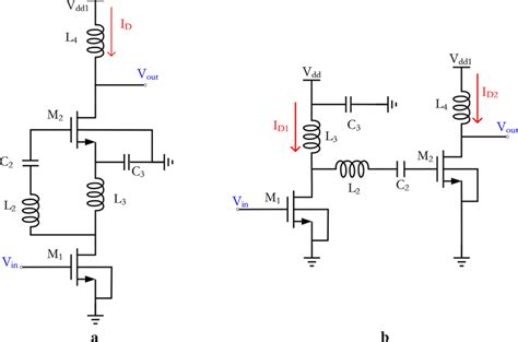 A The Current Reused Driver Stage Structure B Two Stage Cascaded