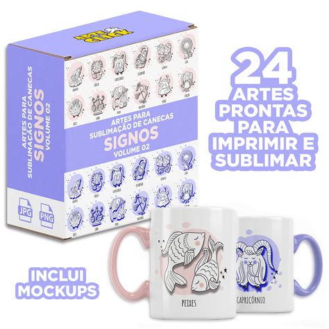 Pacotinho De Artes Signos Volume 02 Para Sublimação De Canec