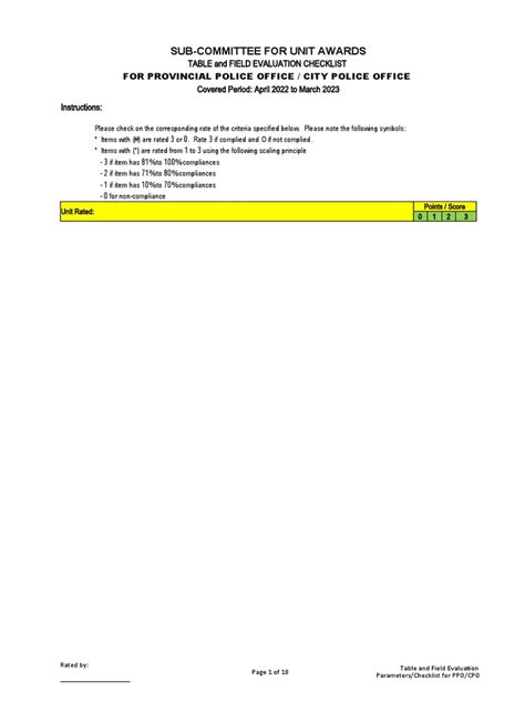 Mc Parameter Checklist Pdf Audit Police