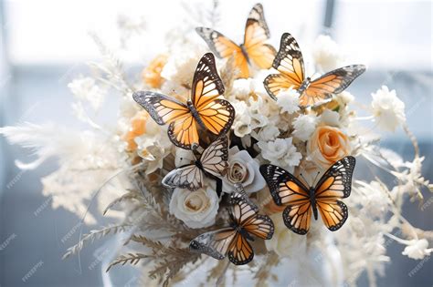 Premium Photo Beautiful Delicate Floral Composition With Fluttering