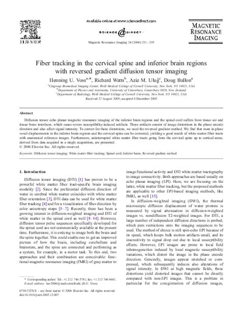Pdf Fiber Tracking In The Cervical Spine And Inferior Brain Regions With Reversed Gradient